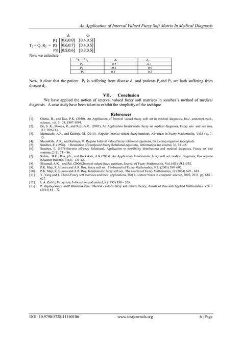 An Application Of Interval Valued Fuzzy Soft Matrix In Medical Diagnosis Pdf