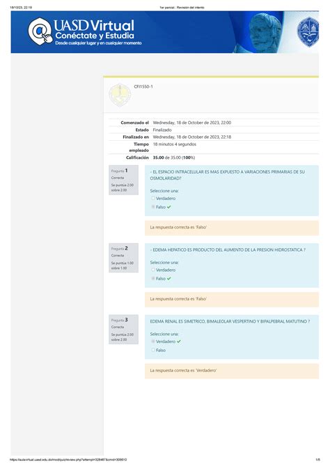1er parcial Revisión del intento CFI1550 Pregunta 1 Correcta Se