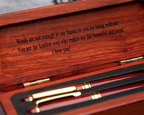 Personalized Pen Case Rosewood Pen Box Wood Custom Pen Set Engraved