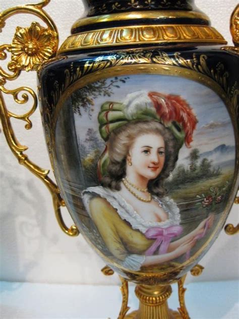 A Pair Of Antique European Portrait Vases Porcelain For Sale