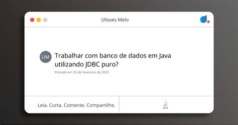 Trabalhar Banco De Dados Em Java Utilizando Jdbc Puro Ulisses