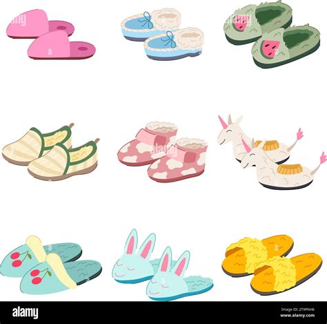 Kid Slippers Set Cartoon Vector Illustration Stock Vector Image Art