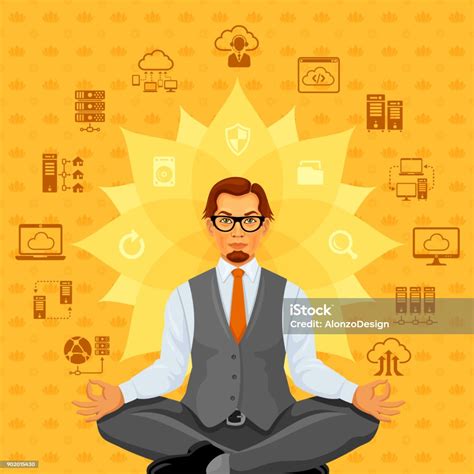 Programmer Meditating Stock Illustration Download Image Now Yoga Adult Adults Only Istock