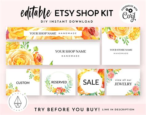 Etsy Shop Banner Set Etsy Shop Kit Etsy Shop Graphics Store Etsy