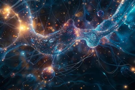 Abstract Visualization Of Neural Networks And Connections In A Digital Space Representing