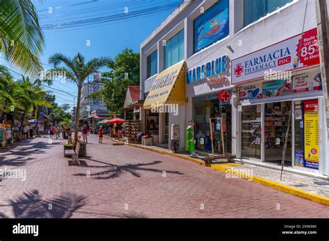 View Of Shops On 5th Avenue Playa Del Carmen Caribbean Coast Yucatan