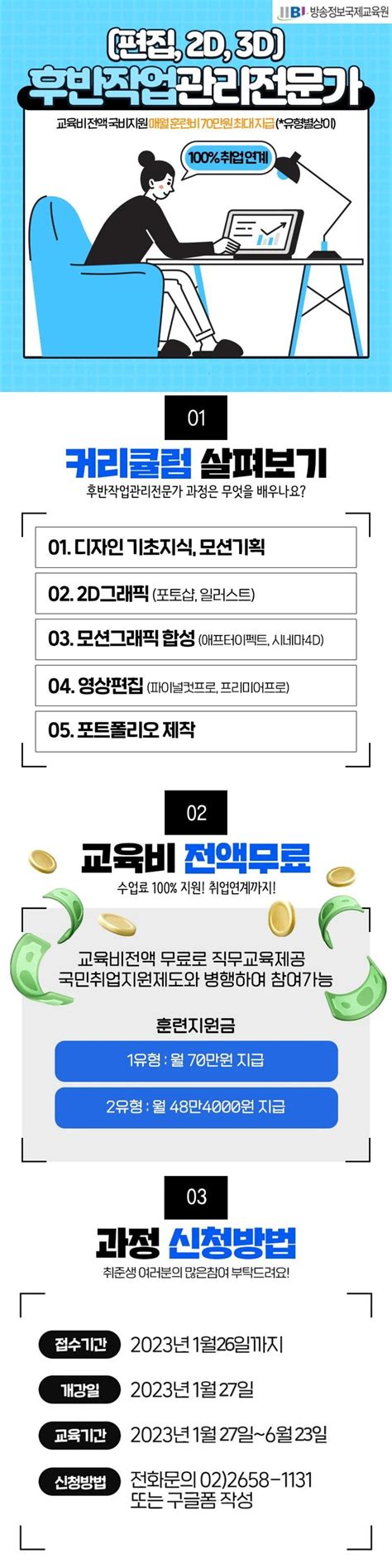 기업맞춤형 국가기간전략산업직종 훈련 후반작업관리전문가편집 2d 3d 취업준비생 모집 요즘것들
