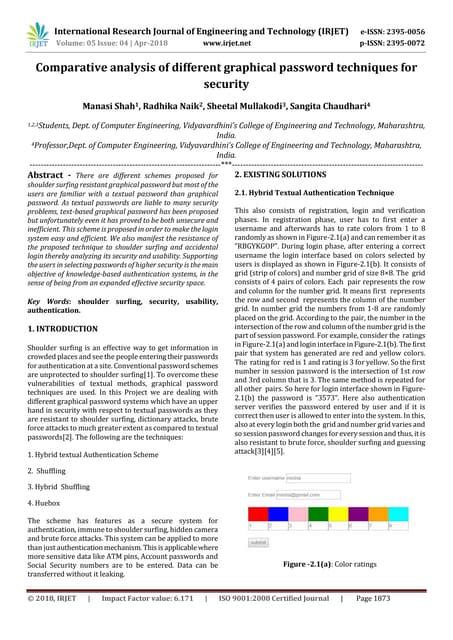 Irjet Comparative Analysis Of Different Graphical Password Techniques