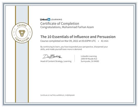muhammad farhan azam on linkedin certificate of completion