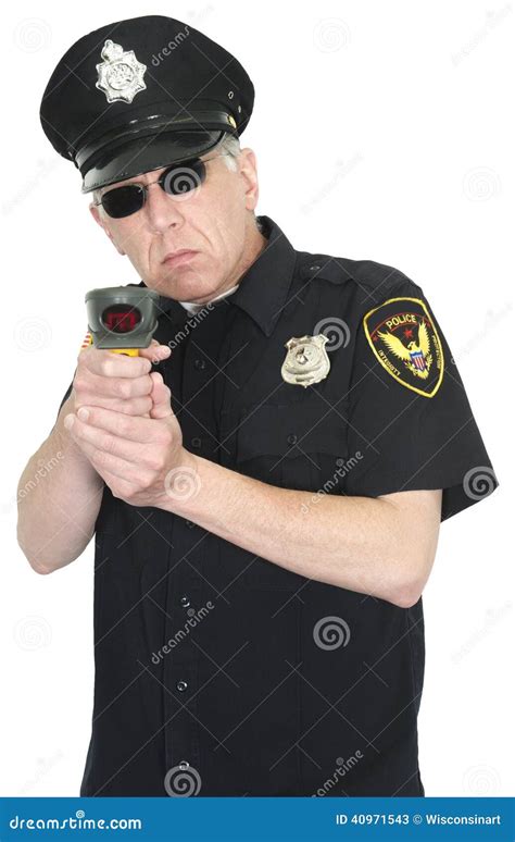 Police Officer Radar Gun Speed Trap Isolated Stock Image Image Of Trap Speeding 40971543