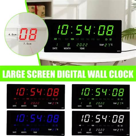 OROLOGIO DA PARETE Digitale Led Grande Schermo Temperatura Tempo NUOVO Display Calendario B E