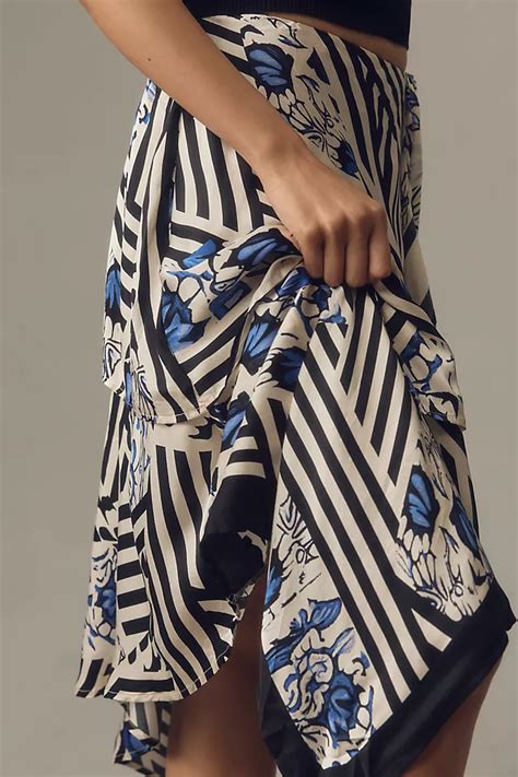 Maeve Silky Asymmetrical Midi Skirt Anthropologie