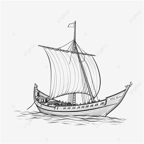 개요 스타일의 Drakkar 바이킹 조정 배 노먼 선박 항해 Png 그림 바이킹 배 개요 Png 일러스트 및 이미지 에