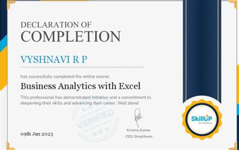 Vyshnavi R P On Linkedin Successfully Completed