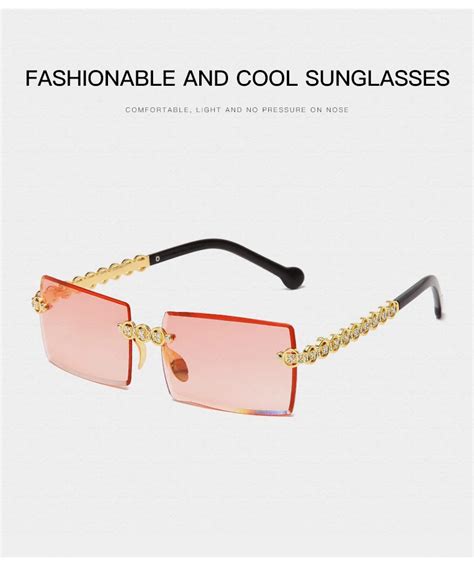 Fashion Rimless Square Sunglasses Metal Sexy Colorful Unisex Vintage Women Famous Brand Designer