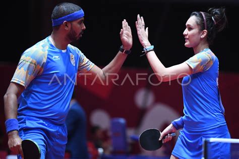 TENIS MEJA GANDA CAMPURAN INDIA VS KOREA SELATAN ANTARA Foto