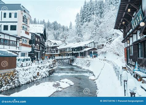 Beautiful Ginzan Onsen With Snow Fall In Winter Season Is Most Famous