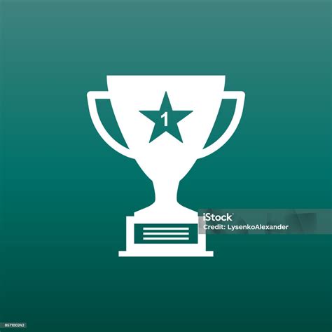 트로피 컵 평면 벡터 아이콘입니다 간단한 상자 기호입니다 녹색 바탕에 흰색 그림입니다 1에 대한 스톡 벡터 아트 및 기타 이미지
