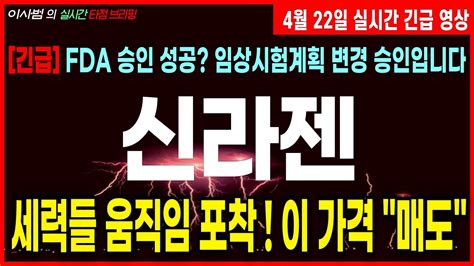 신라젠 주가전망 긴급 FDA 승인 성공 아닙니다 임상시험계획 변경 승인 세력들은 이미 알고 매집 세력들 움직임