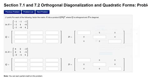 solved section 7 1 and 7 2 orthogonal diagonalization and