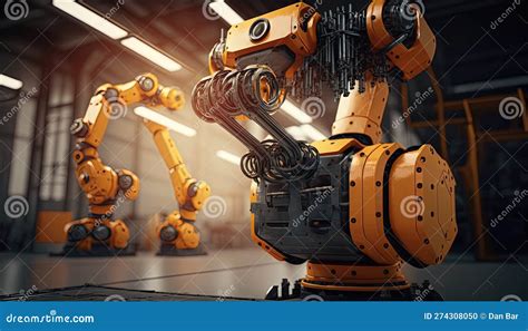 Industrial Robots Isometric Flowchart Vector Illustration