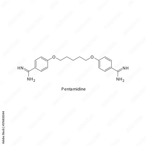 Pentamidine Flat Skeletal Molecular Structure Antiparasitic Drug Used