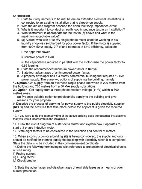 c1 sample questions assignment for the beginners c1 questions 1 state four requirements to
