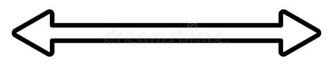 Long Arrow Linear Vector Icon Black Outline Horizontal Double Arrow Stock Illustration