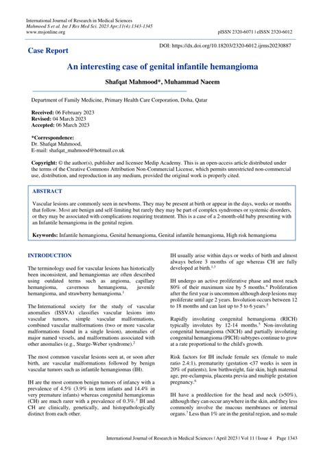 Pdf An Interesting Case Of Genital Infantile Hemangioma
