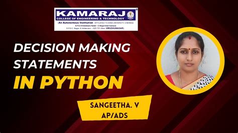 Decision Making Statements In Python Youtube