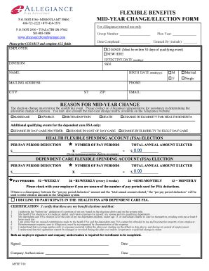 Fillable Online Flex Enroll Form Midyear Election Change Without DC Doc