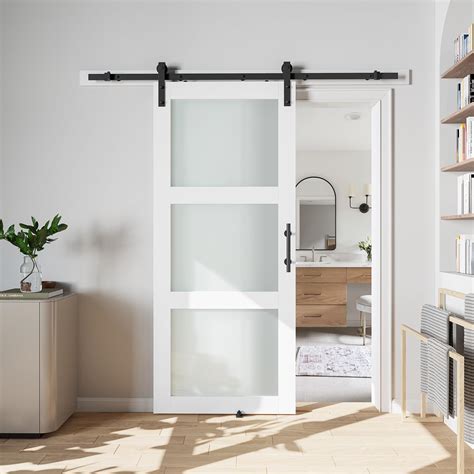 Coshomer 30 X 96 Sliding Glass Barn Door With 5ft Barn Door Hardware