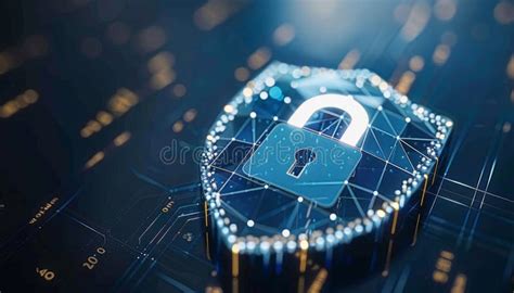 Cyber Security Data Protection With Glowing Lock Symbol On Circuit