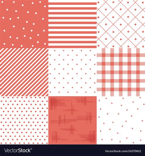 Set Red Cute Seamless Patterns Royalty Free Vector Image