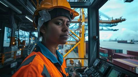 Port Container Crane Operator Premium AI Generated Image