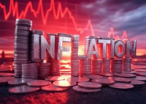 Economic Inflation Representation With Silver Coins Stock Illustration