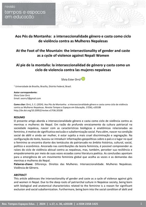 Pdf Aos Pés Da Montanha A Interseccionalidade Gênero E Casta Como