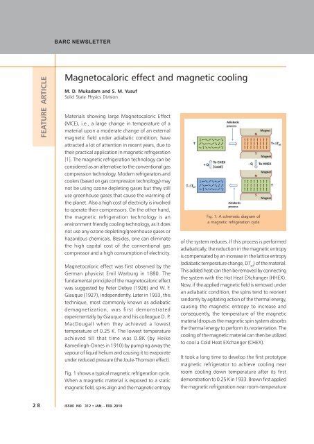 Magnetocaloric Effect And Magnetic Cooling Barc