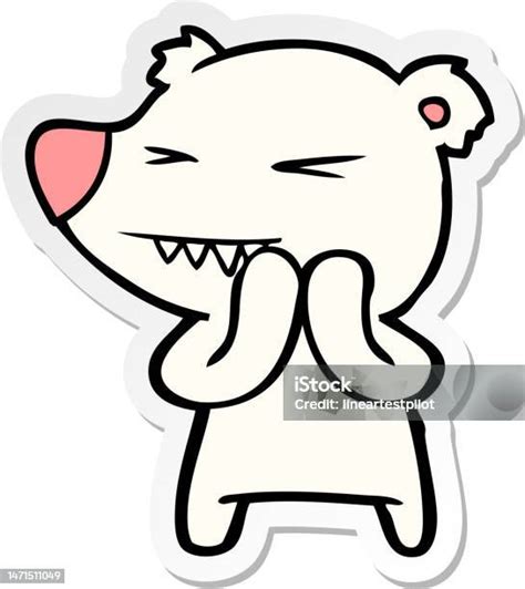 화난 북극곰 만화 스티커 곰에 대한 스톡 벡터 아트 및 기타 이미지 곰 극지 기후 낙서 드로잉 Istock