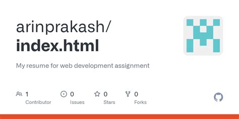 Github Arinprakashindexhtml My Resume For Web Development Assignment