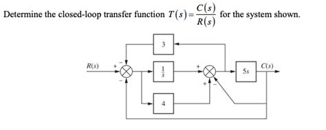 solved determine the closed loop transfer function t s