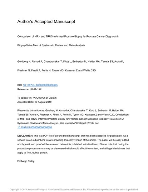Pdf Comparison Of Mri And Trus Informed Prostate Biopsy For Prostate