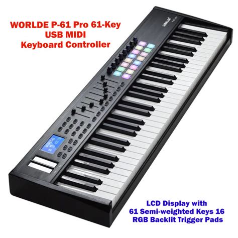 WORLDE P Pro Key USB MIDI Keyboard Controller LCD Display With Semi Weighted Keys