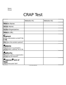 The CRAP Test Finding Credible Internet Sources TpT