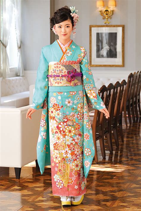 Or 20047 振袖青緑（レトロ古典、可愛い）｜流行りの人気振袖は上品キレイ
