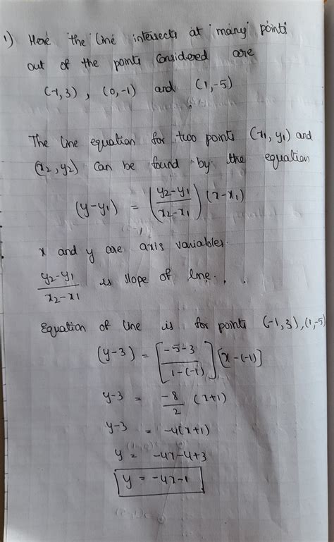 Solved Linear Equations From Graphs Determine The Equation Of The
