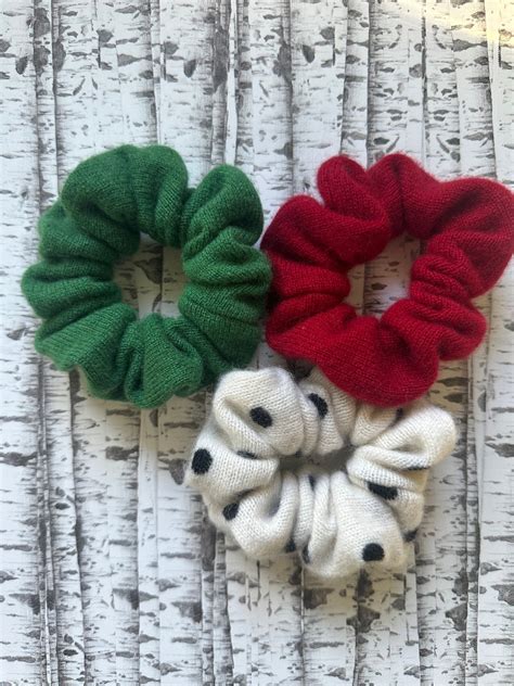 100 Cashmere Scrunchies Trio Holiday Etsy
