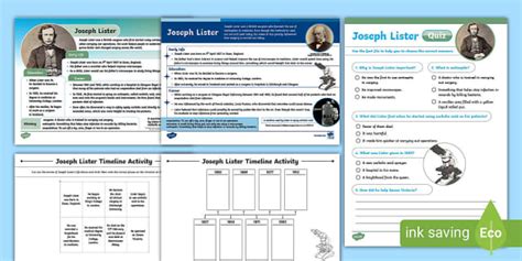 KS2 Joseph Lister Fact File And Timeline Sorting Activity