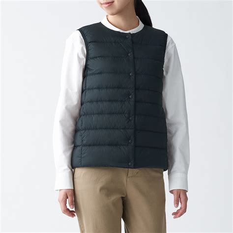 女裝輕量澳洲羽絨便攜式無領背心 無印良品 Muji