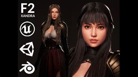 3d Model Katana Girl Tia F2 Customizable Game Character Vr Ar Low